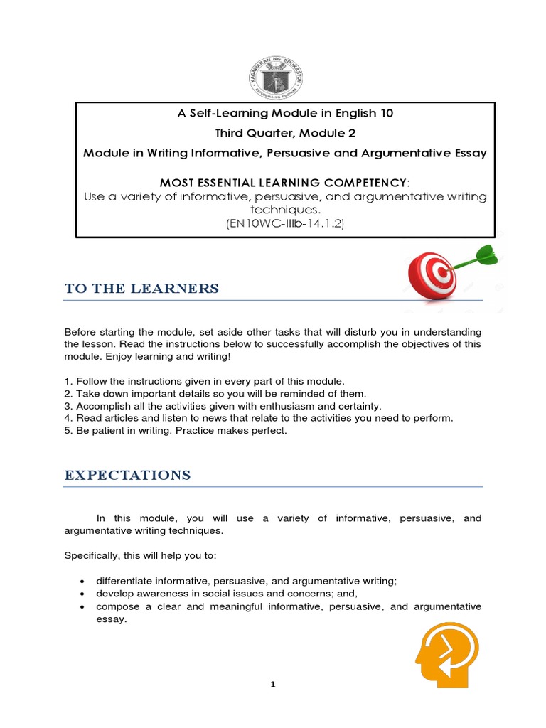 English 10 Q3 Week 2 1 | PDF | Essays | Argument