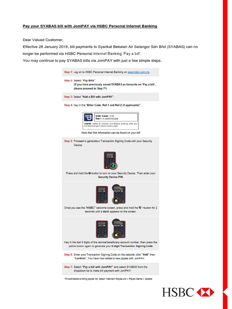 Pay Syabas Bills Via Jompay | PDF