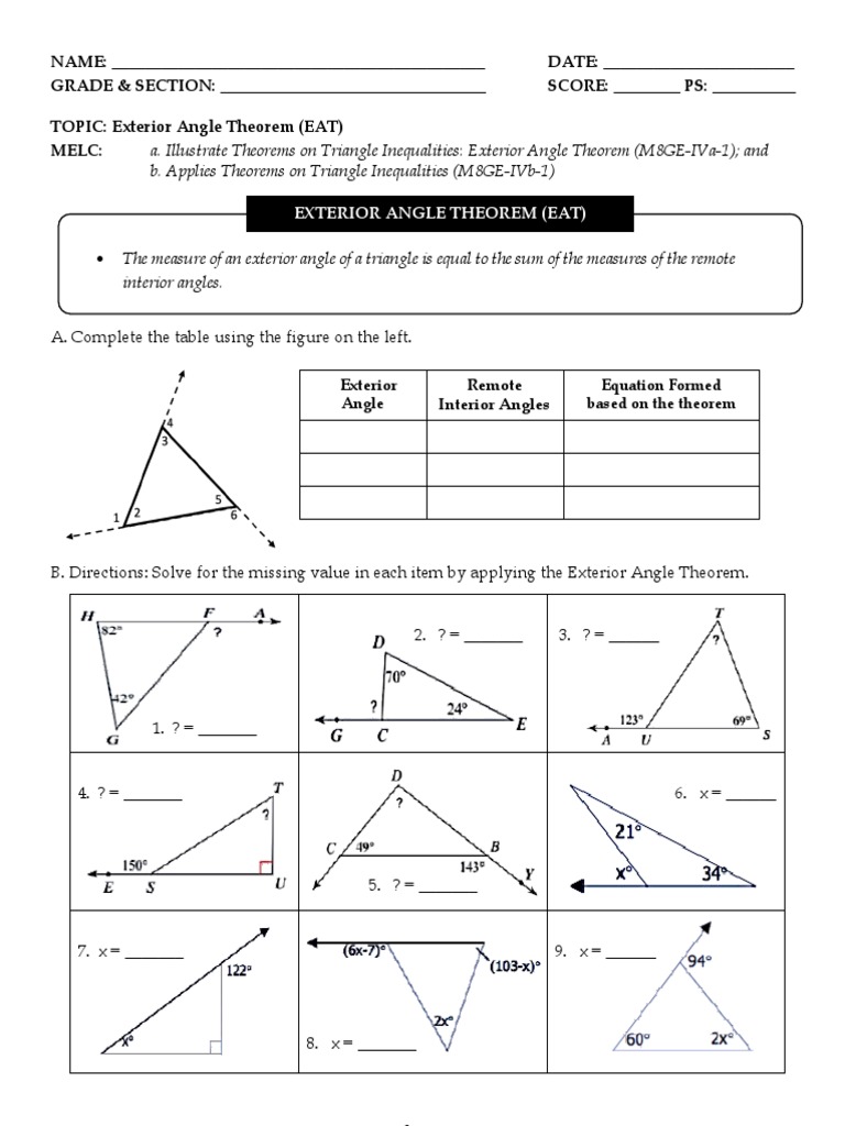 Triangle Inequality Theorems Activity | PDF | Teaching Methods & Materials