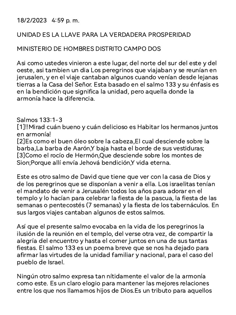 COMENTARIO BIBLICO SALMOS 133 | PDF