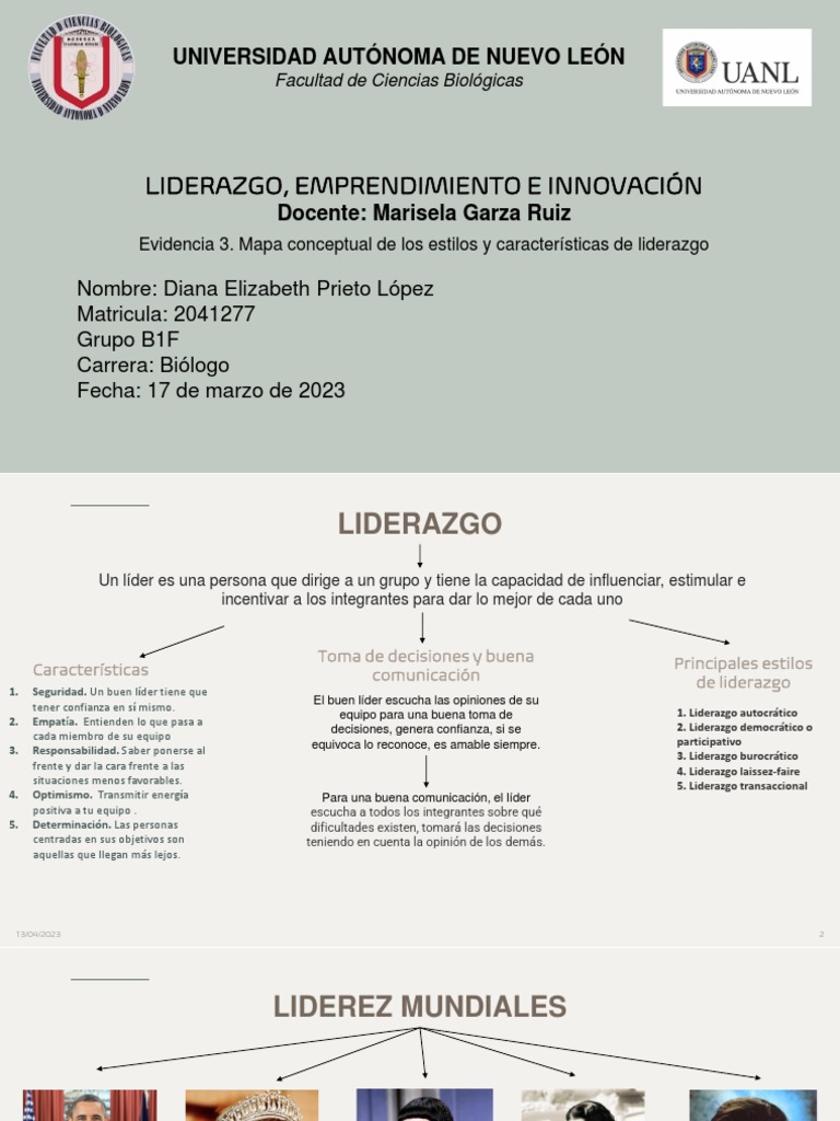 Evidencia 3. Mapa Conceptual de Los Estilos y Características de Liderazgo | PDF | Liderazgo
