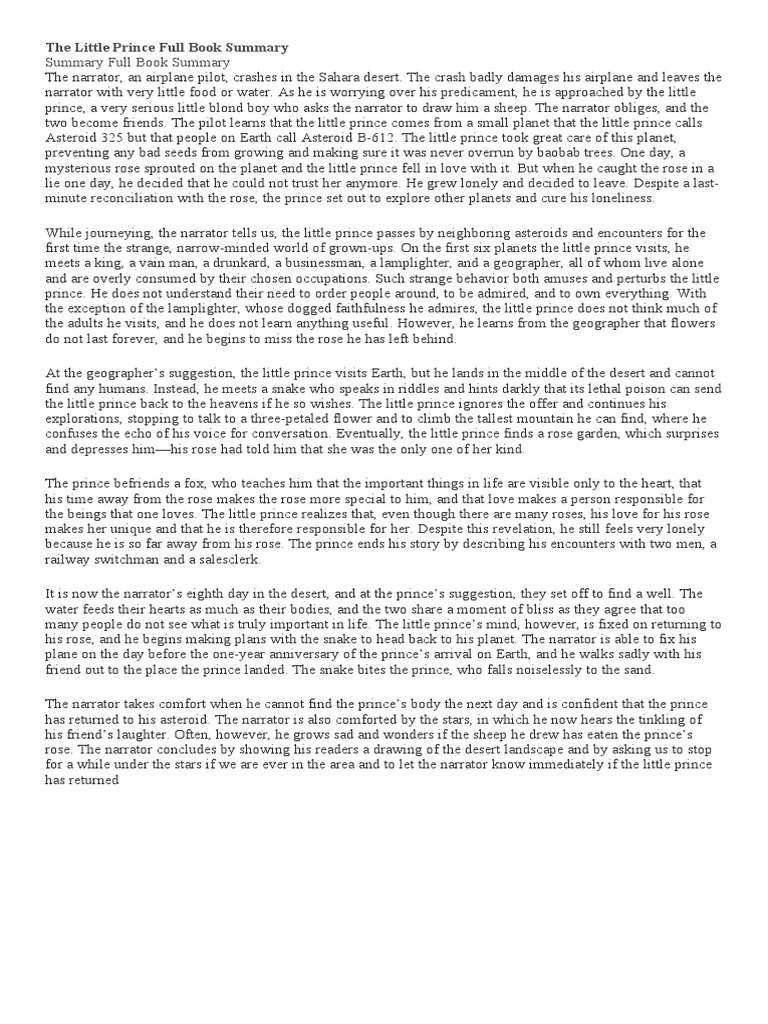 The Little Prince Full Book Summary | PDF | The Little Prince