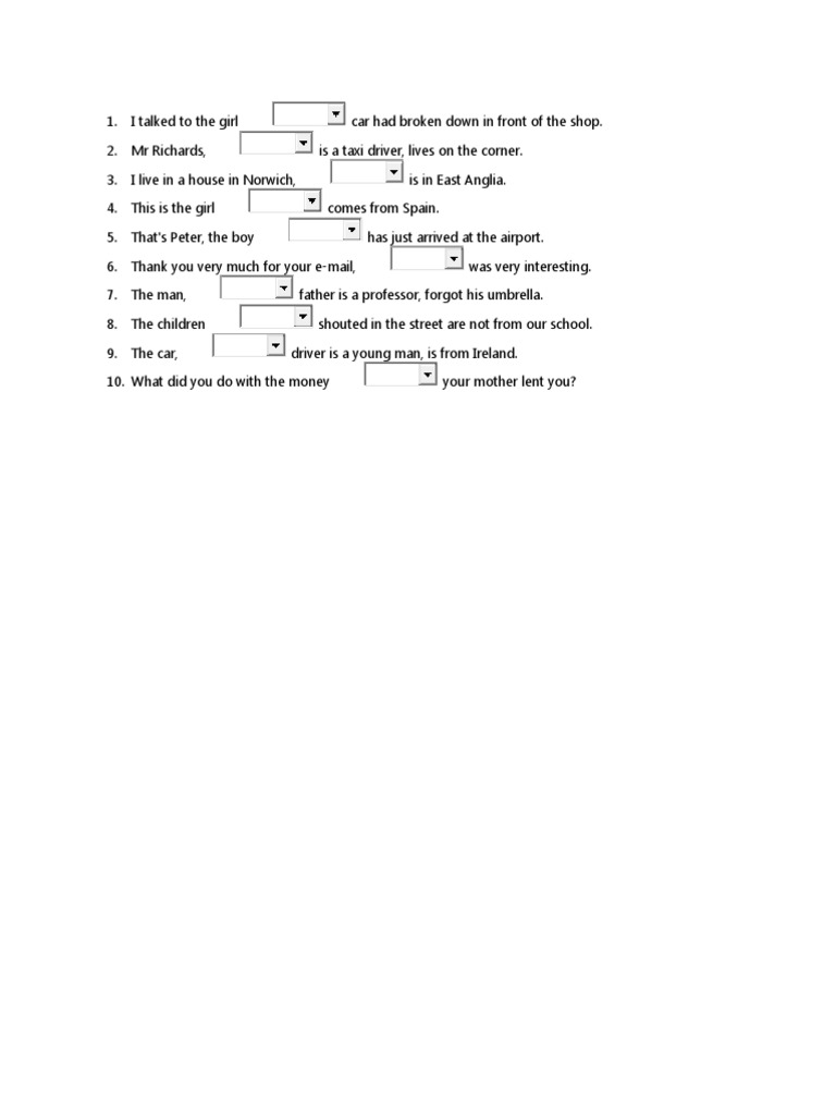 Relative Pronoun Worksheet | PDF