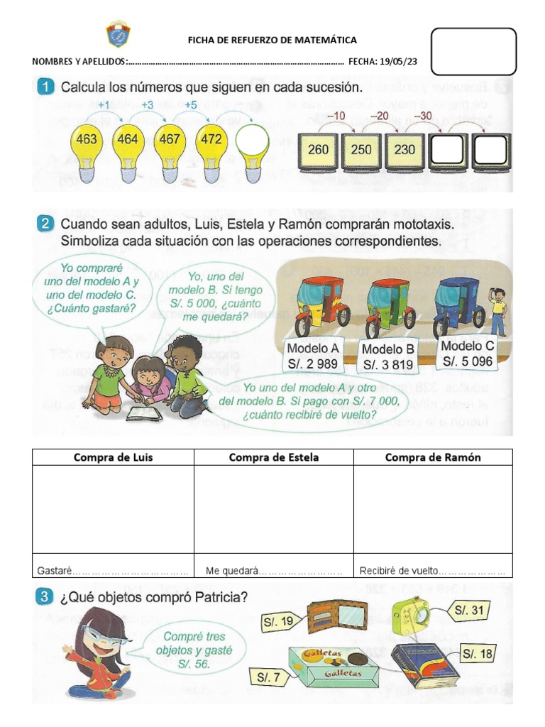 10 Ficha De Refuerzo De Matemática Pdf