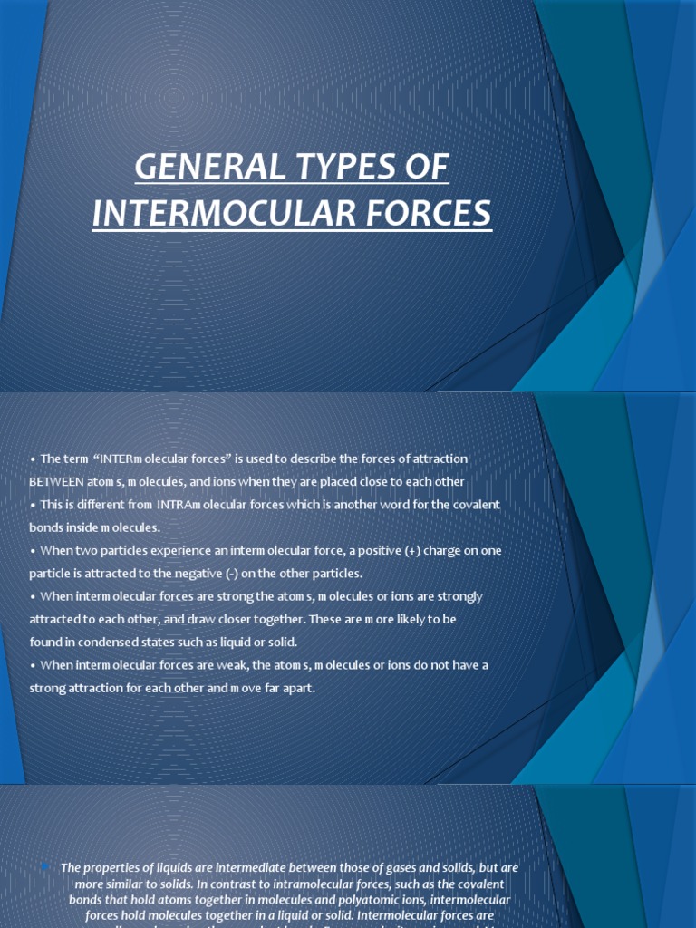 General Types of Intermocular Forces | PDF | Intermolecular Force ...