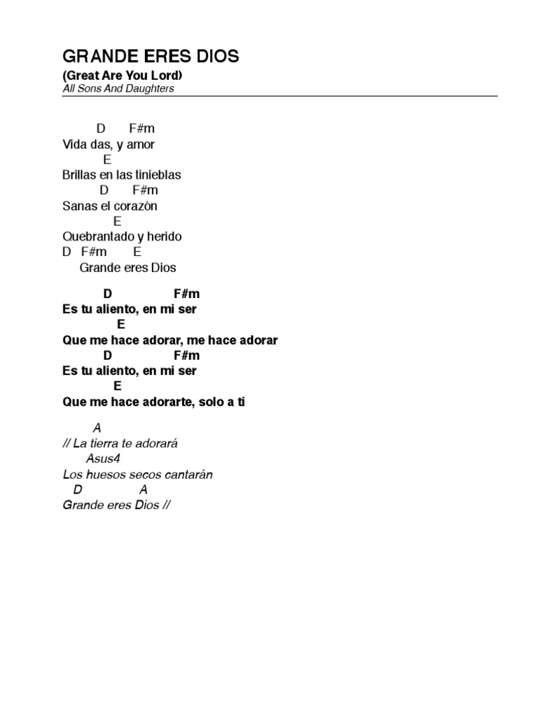 Grande Eres Dios (All Sons and Daughters) | PDF