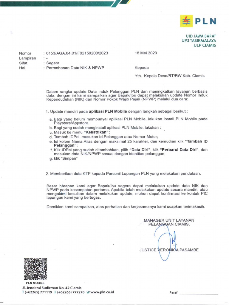 Pemberitahuan Permohonan Nik & NPWP | PDF