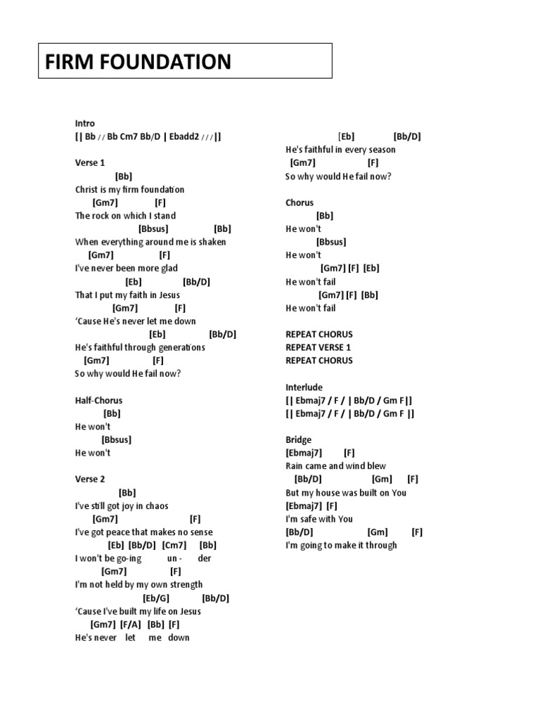 Firm FOUNDATION | PDF | Song Structure | Musical Forms