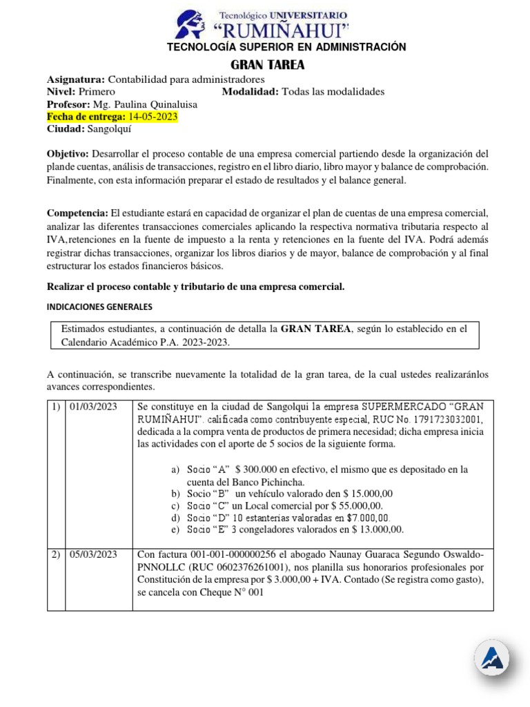 Conta - Gran Tarea - Pa - 23-23 | PDF | Contabilidad | Factura