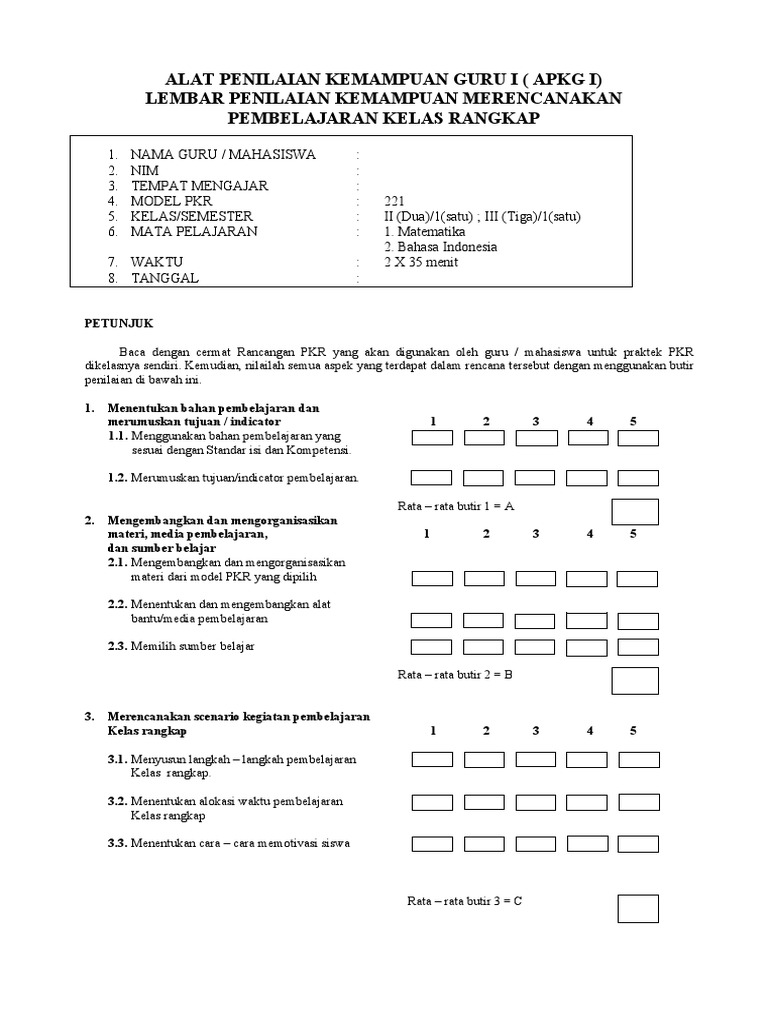 FORMAT APKG I Dan II PKR I | PDF