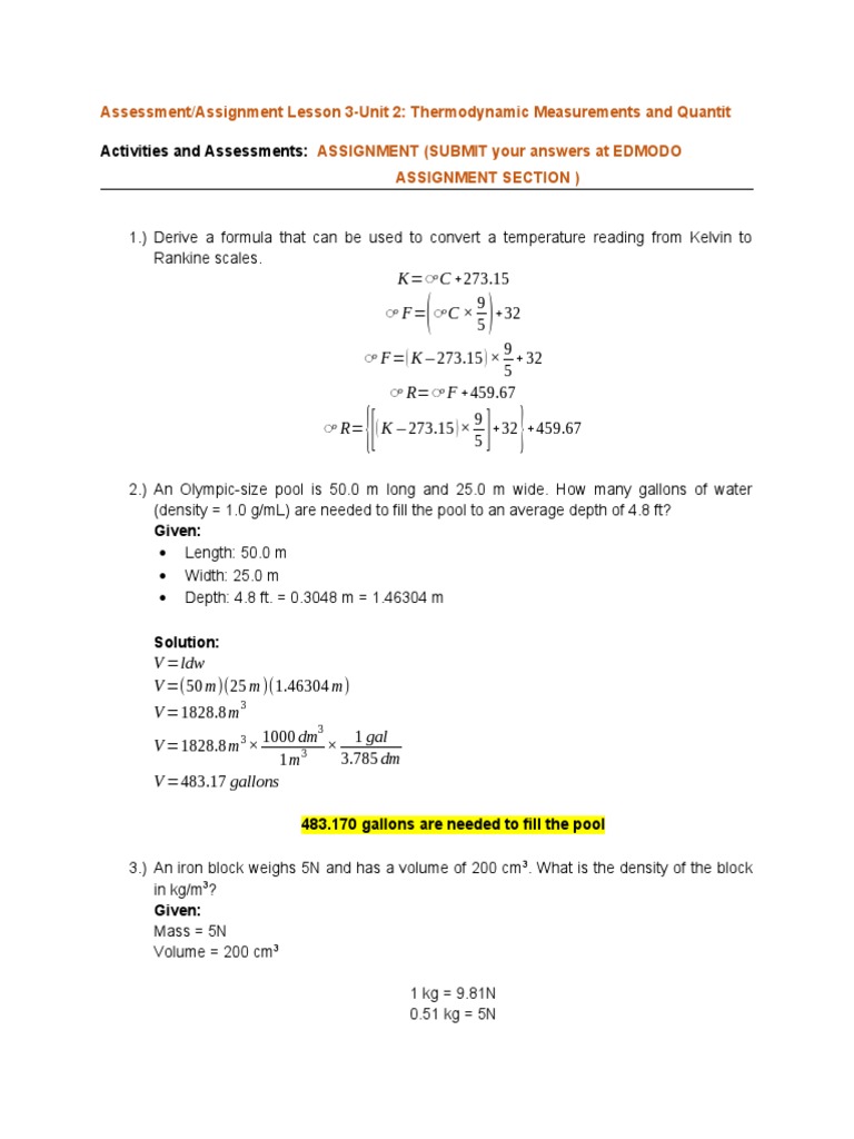 Thermodynamics Student Exercises | PDF | Pascal (Unit) | Pressure