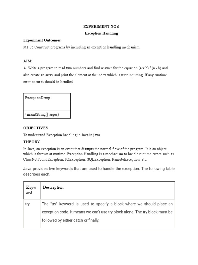 Oops Experiment Exception Handling Pdf