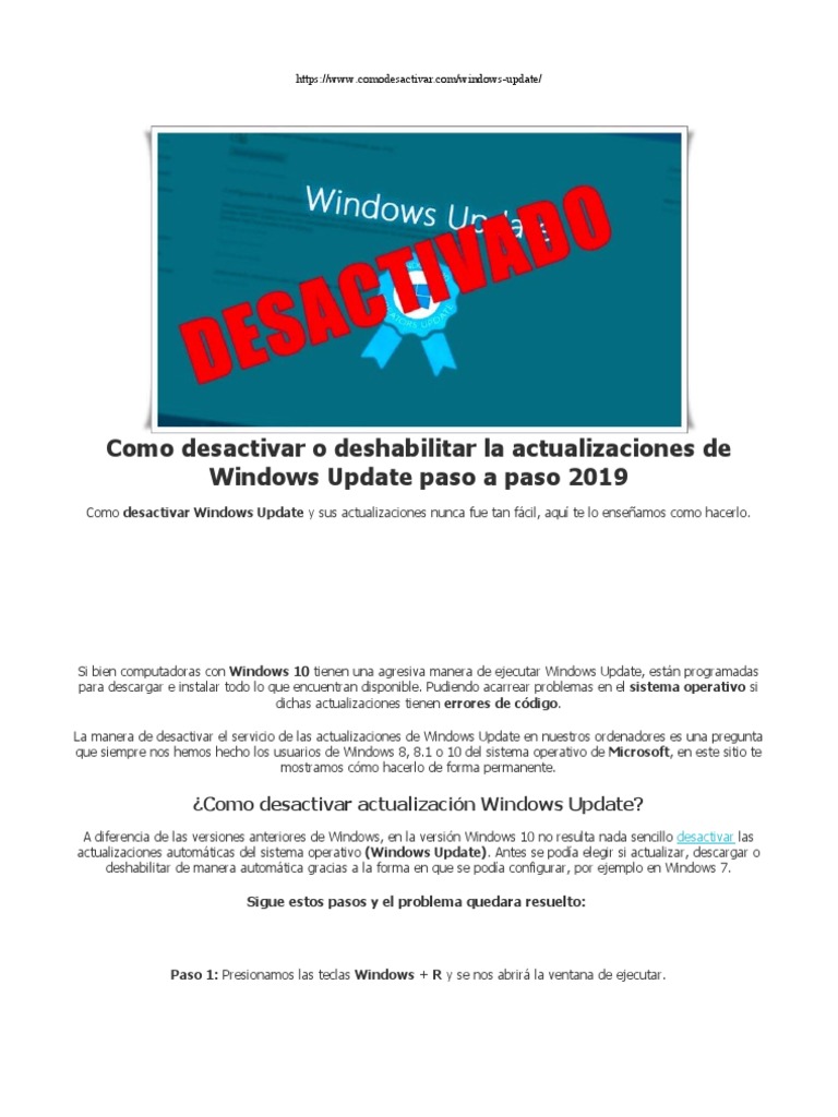 Desactivar Windows Update Actualizacion Total | PDF | Windows 10 | Microsoft Windows