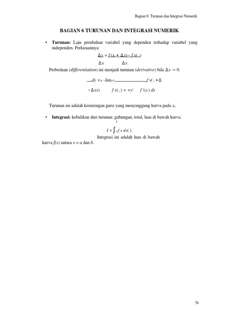 Turunan dan Integrasi Numerik Dasar | PDF