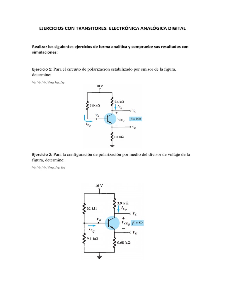 Ejercicios Con Transistores | PDF