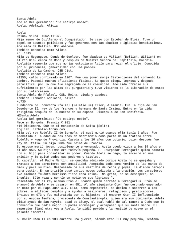 Vida y legado de Santa Adela | PDF