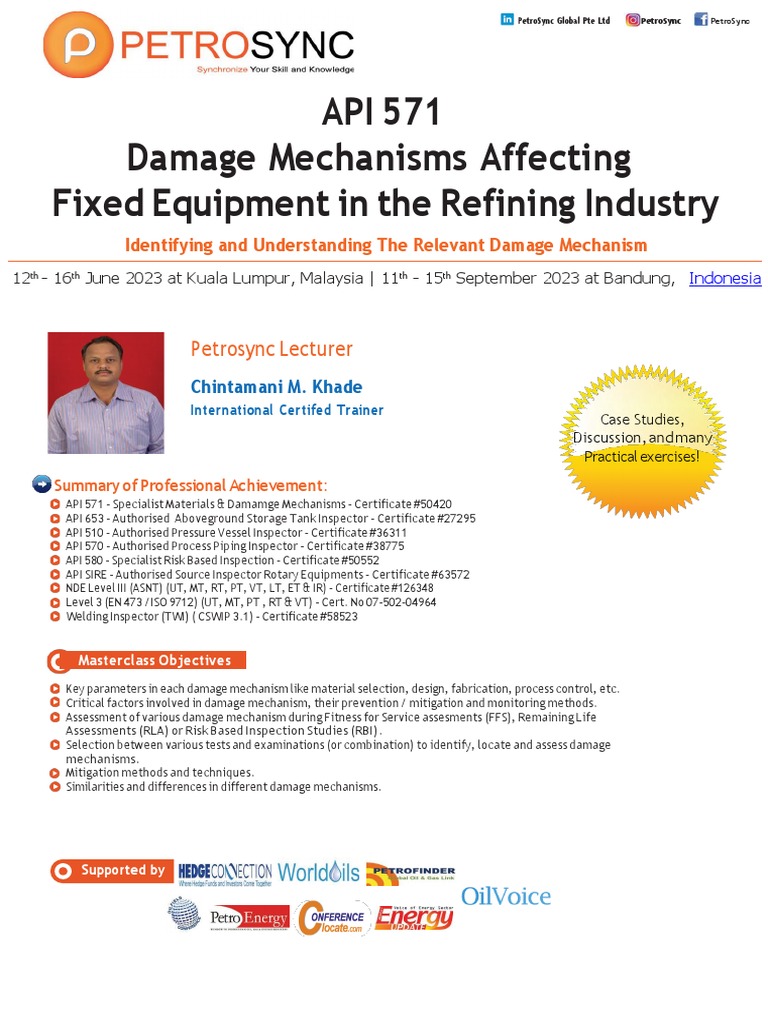 PetroSync - API 571 Damage Mechanism Affecting Fixed Equipment in the ...