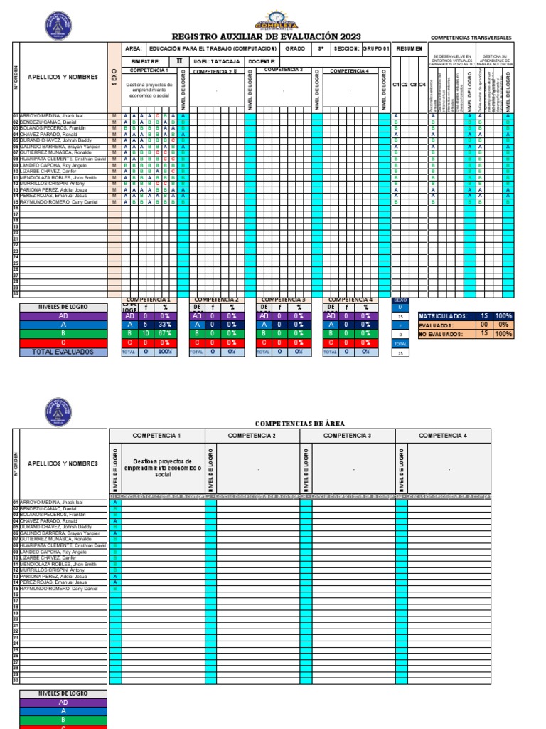 Registro Axiliar 2023 3ro Ept | PDF | Cognición | Aprendizaje