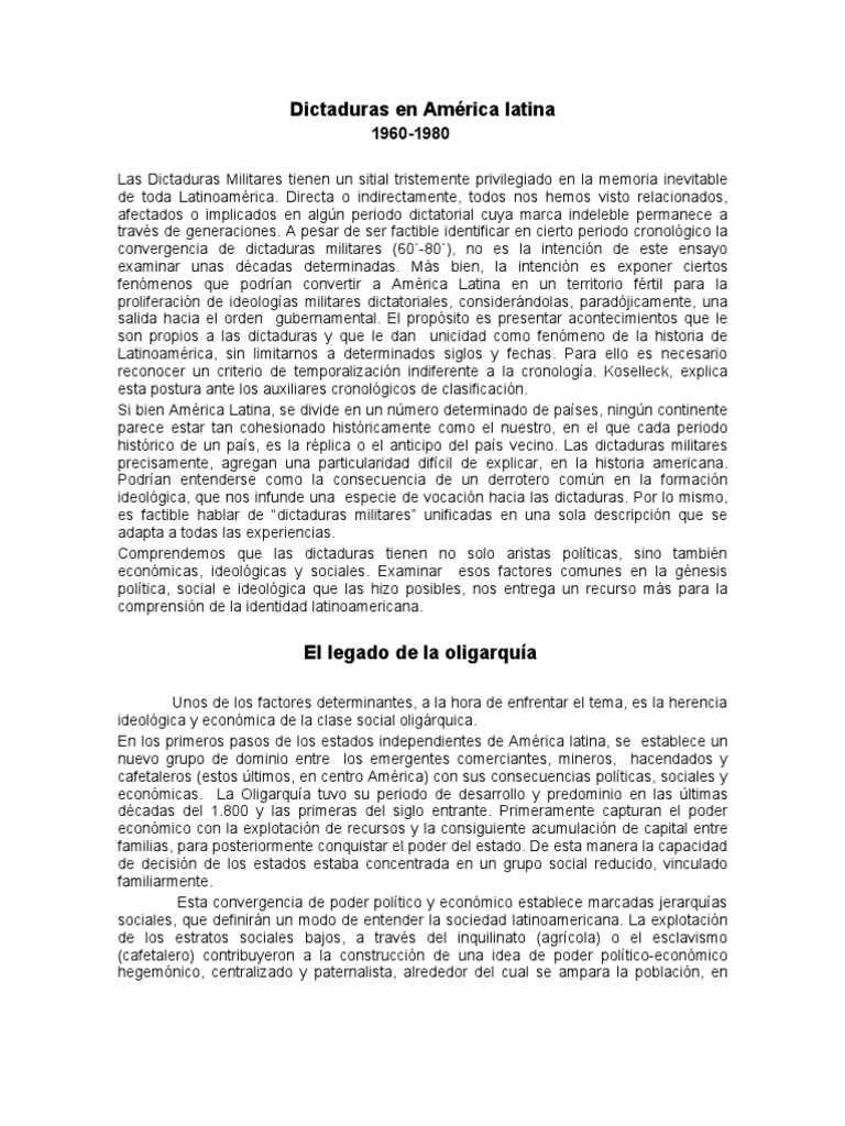 Historia de Las Dictaduras en America Latina | PDF | Fidel Castro ...