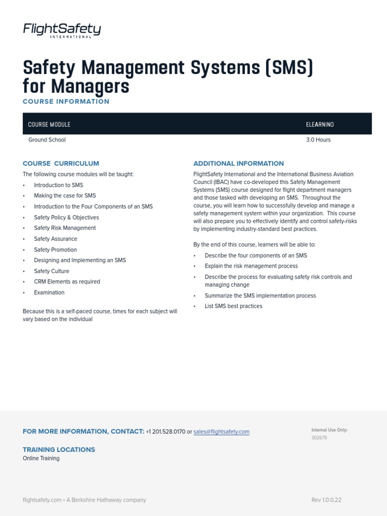 Safety Management Systems (SMS) For Managers | PDF