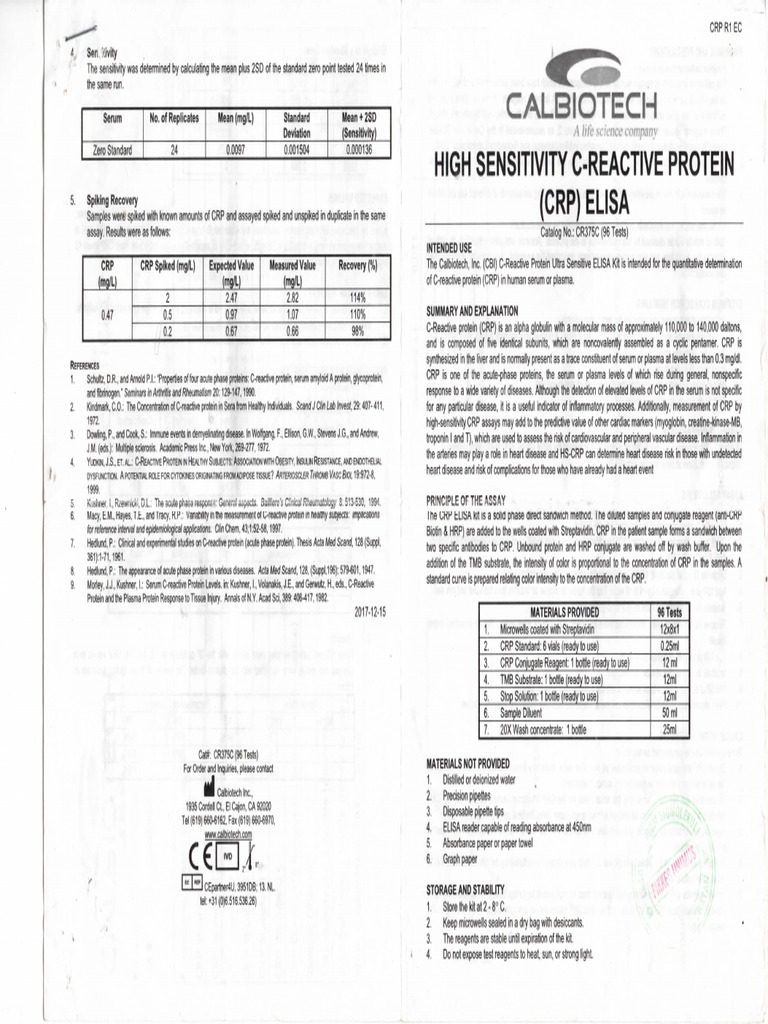 HS-CRP Calbiotech | PDF