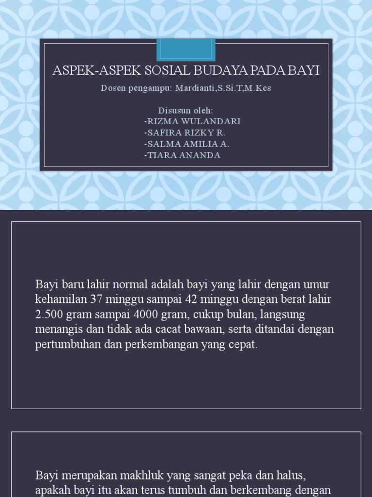 Aspek-Aspek Sosial Budaya Pada Bayi | PDF