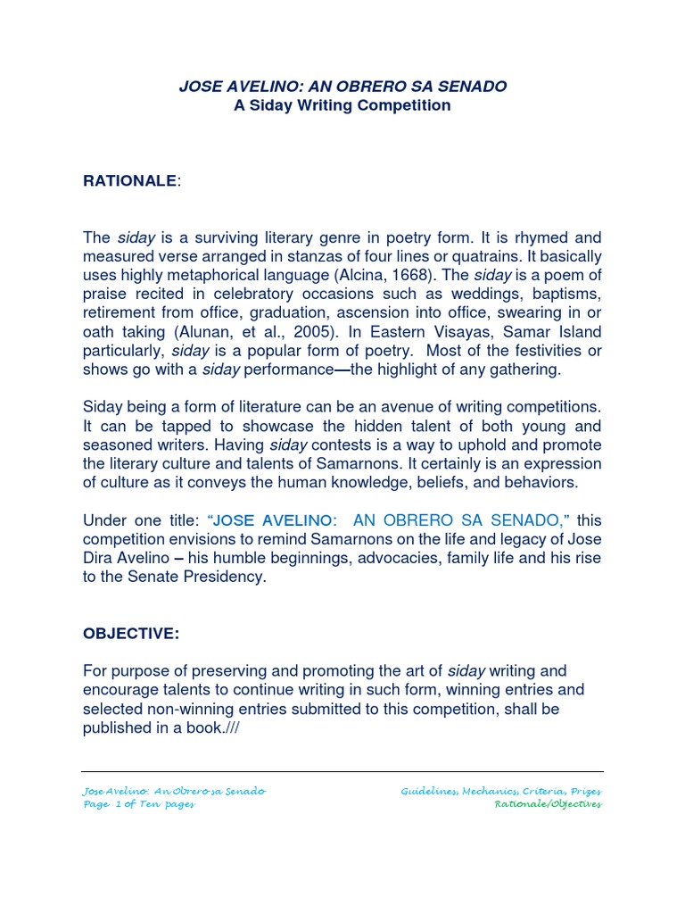 SIDAY CONTEST Guidelines 1 PDF | PDF