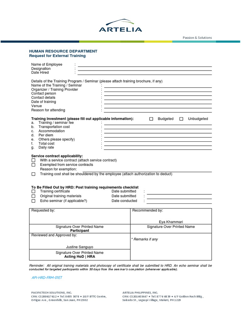External Training Form | PDF