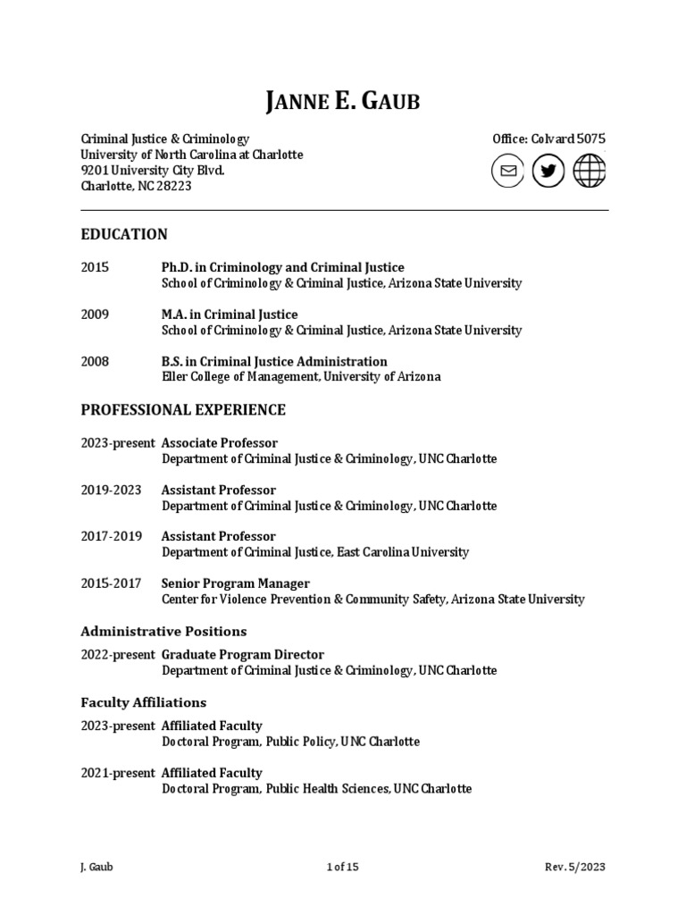 Janne Gaub CV - Public | PDF | Criminology | Police