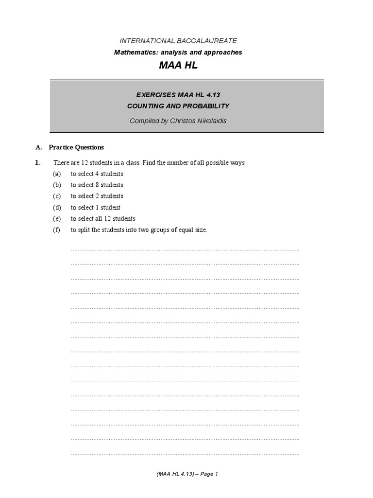 Grade 10 Probability Exercises | PDF | Mathematics