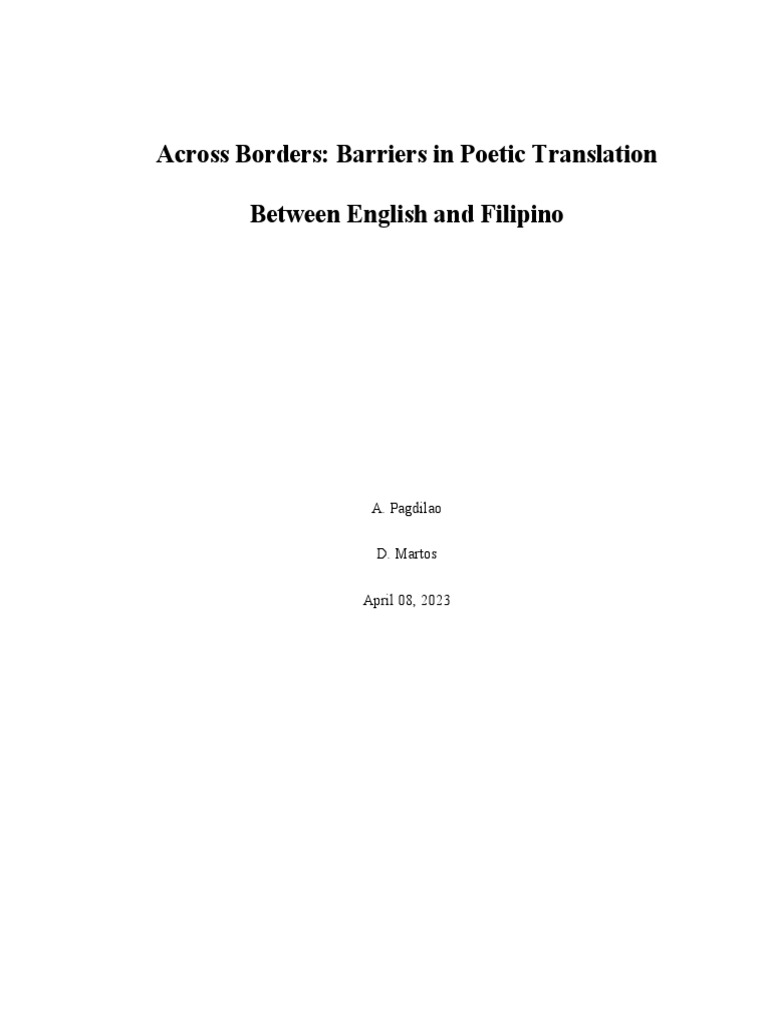 Poetic Translation: English-Filipino Barriers | PDF