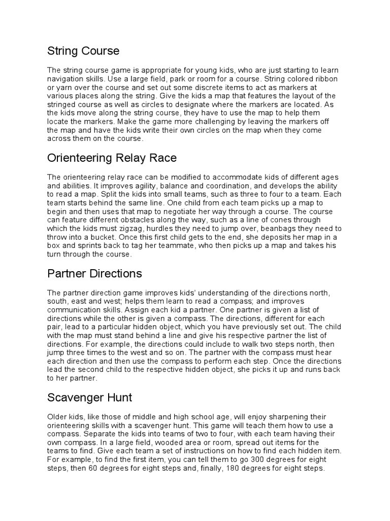 Orienteering Games | PDF