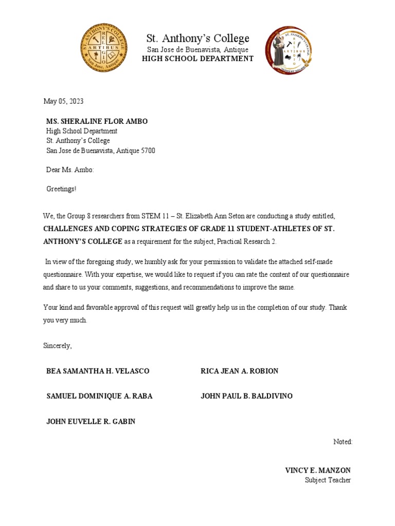 Letter to the Validators | PDF