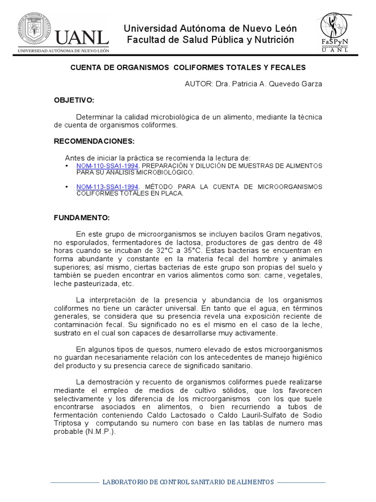 Coliformes Totales PDF | PDF | Organismos | Microbiología