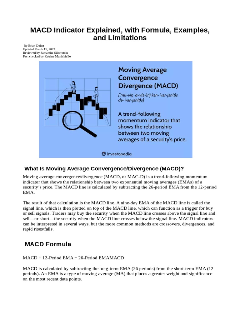 MACD Indicator Explained, With Formula, Examples, and Limitations | PDF ...