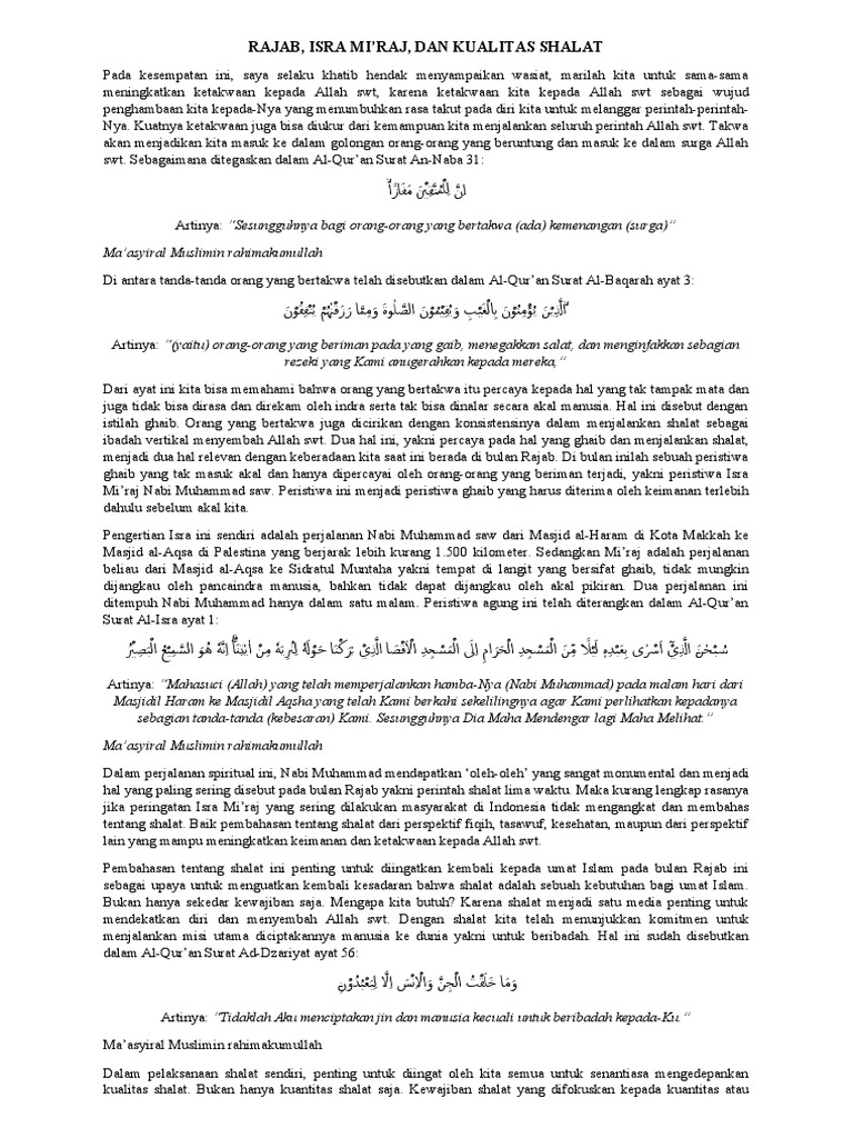 Khutbah Jumat Rajab | PDF