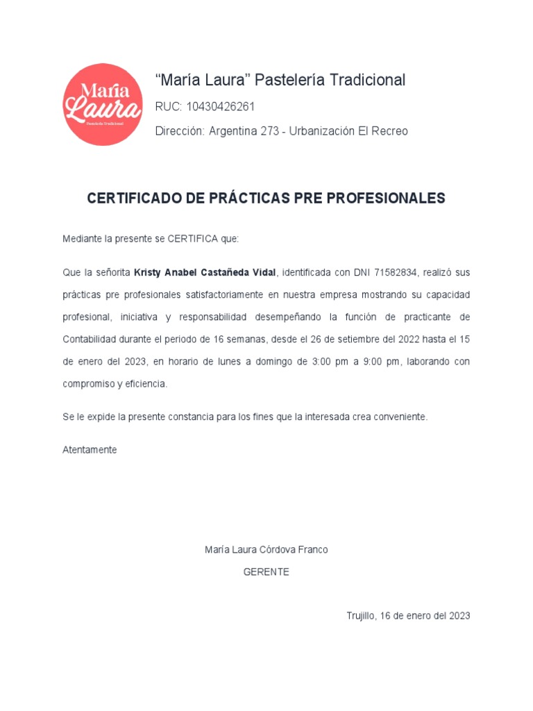 Certificado Prácticas | PDF