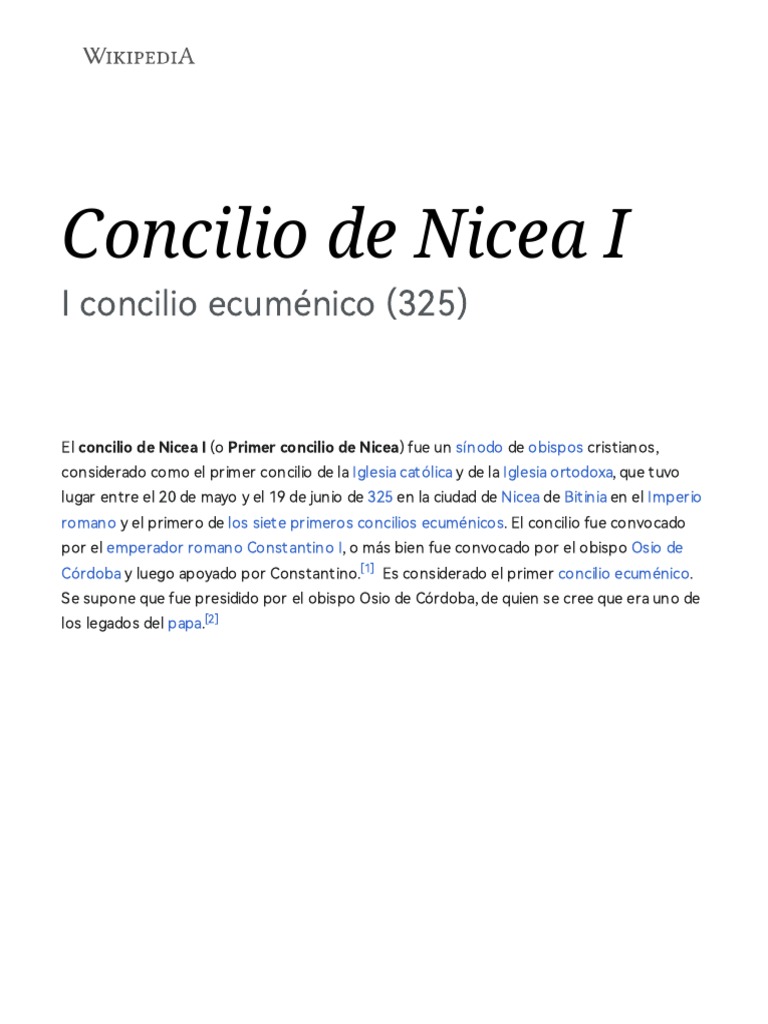 Concilio de Nicea I La Enciclopedia | PDF