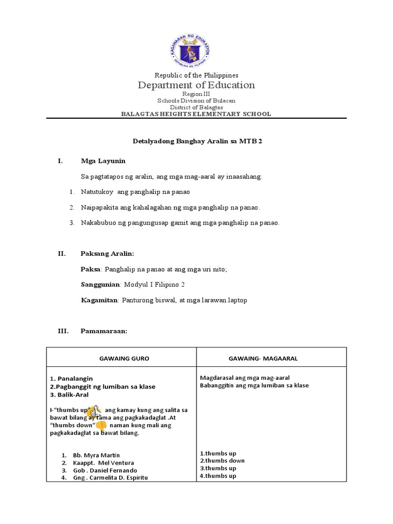 Detalyadong Aralin MTB Cot 2 | PDF