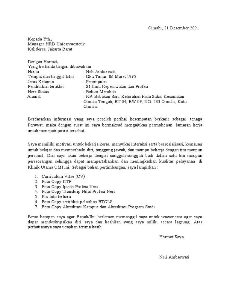 Lamaran Neli Ambarwati 3-1 | PDF