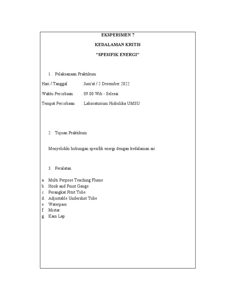 Kedalaman Kritis | PDF | Teknologi & Rekayasa