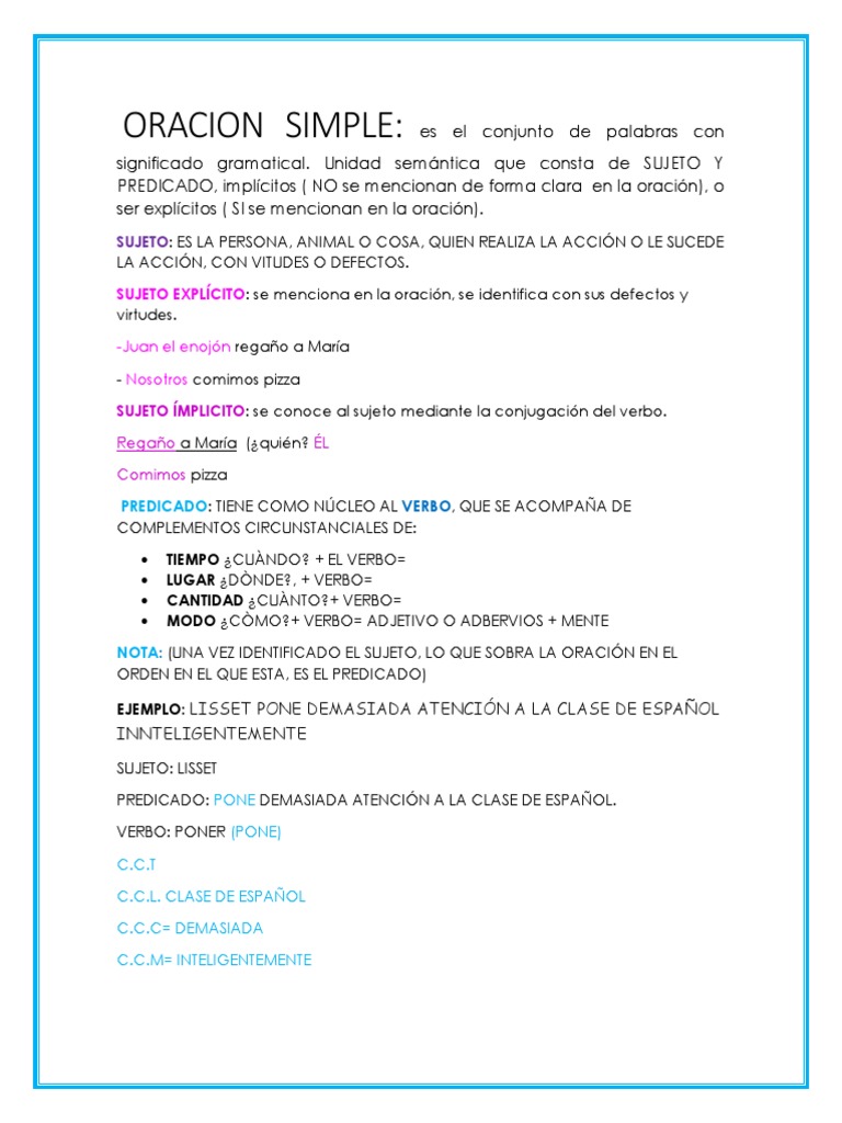 Oracion Simple | PDF