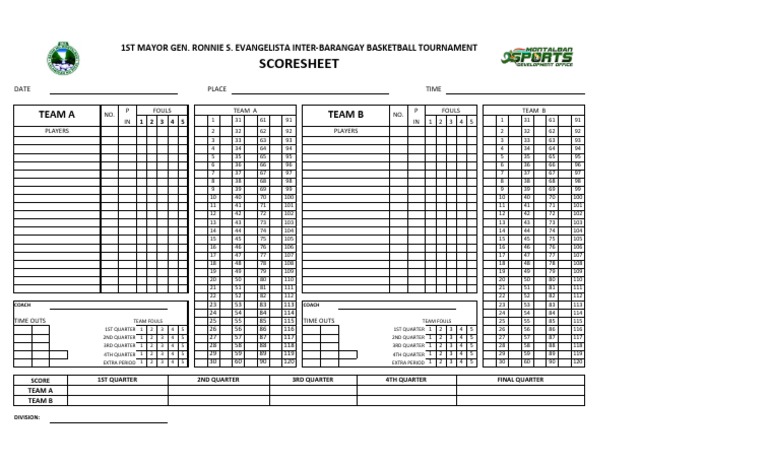 Basketball Scoresheet | PDF