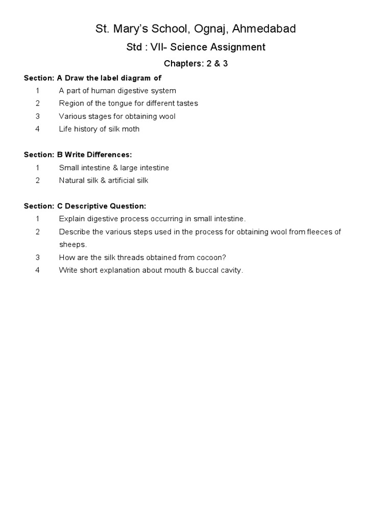 Std 7 Science Assignment Pdf
