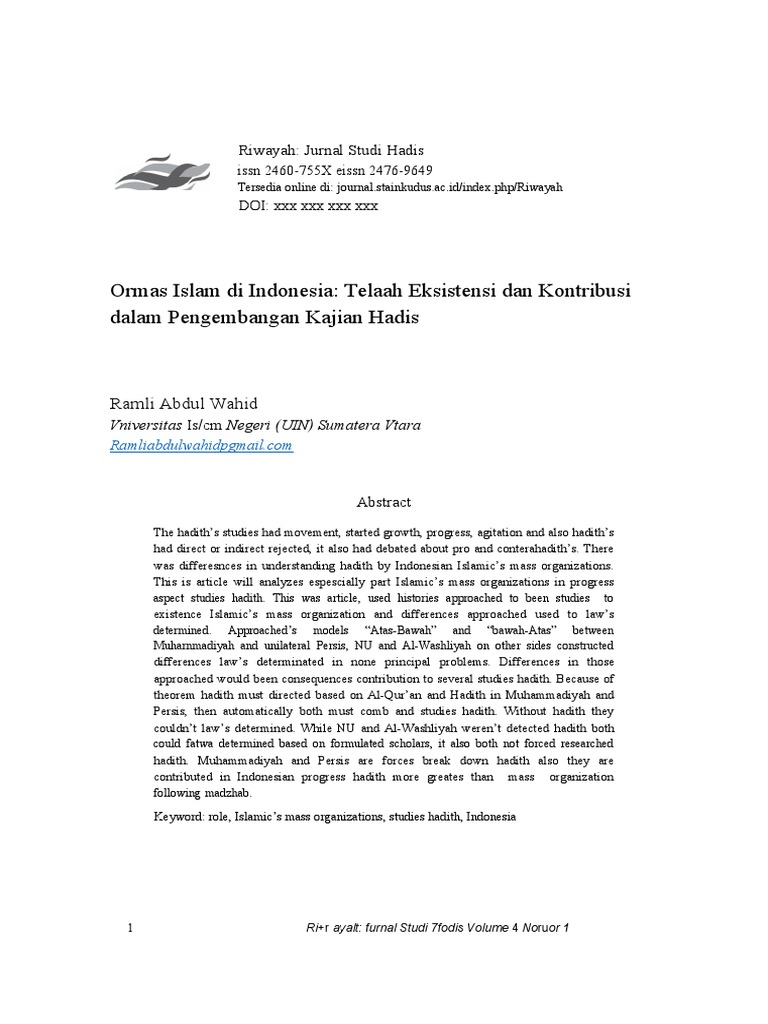 Peranan Ormas Islam Dalam Pengembangan K Cdb55dad | PDF | Hadith | Semitic Words And Phrases