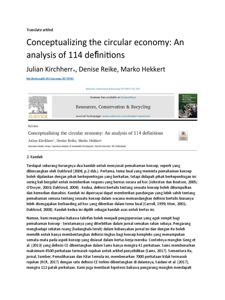 Translate Artikel Konsep Circular Economy (Kaedah) | PDF