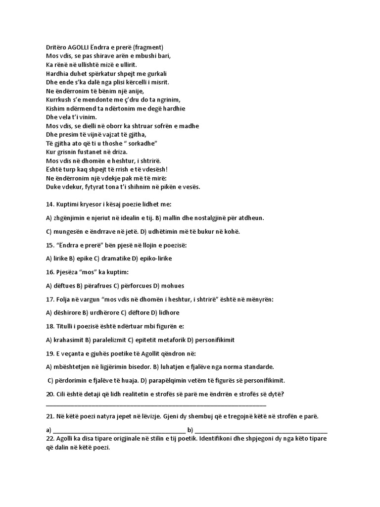 Dritëro AGOLLI Ëndrra e Prerë | PDF