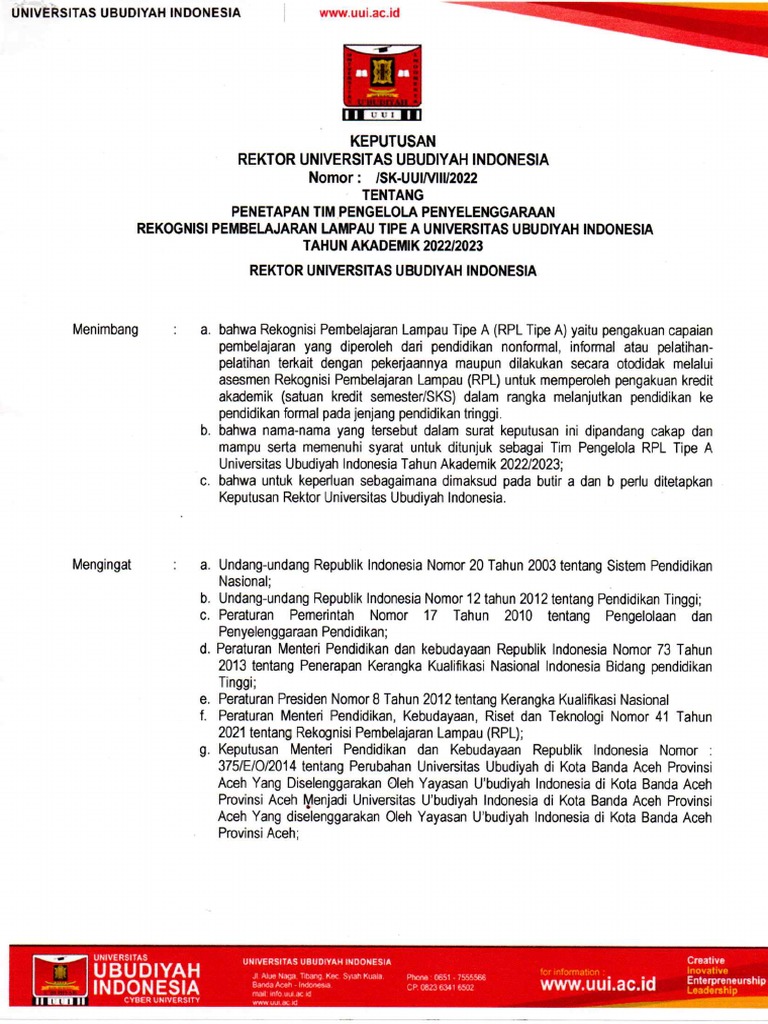 SK Tim Pengelola RPL | PDF