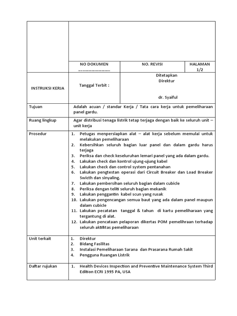 Instruksi Kerja Listrik | PDF