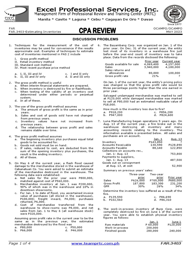 FAR.3403 Estimating Inventories | PDF